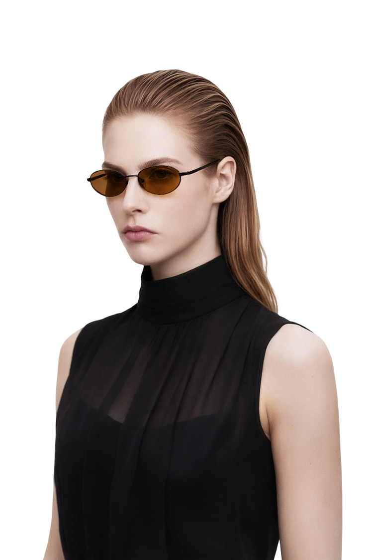 Shena Oval Small Sunglasses With Full Rim - Yellow Lens | DIMA Eyewear ...