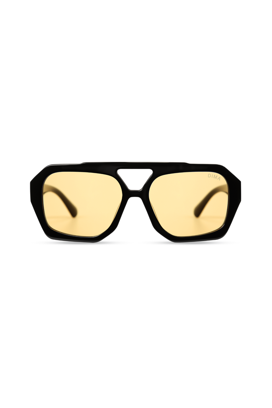Beth Black Acetate Aviator Sunglasses - Yellow Lens | DIMA Eyewear