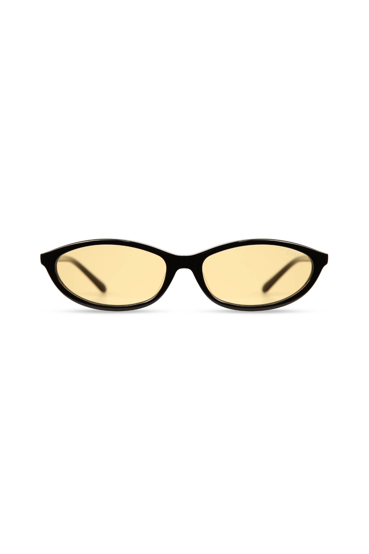 Dina Retro Black Oval Small Sunglasses - Yellow Lens | DIMA Eyewear ...