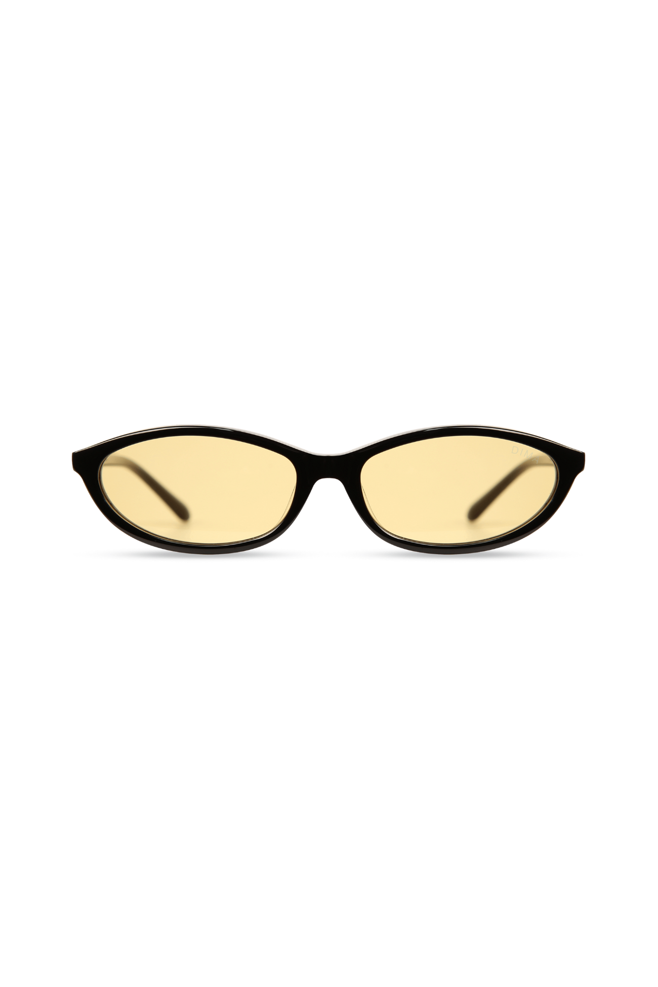 Dina Retro Black Oval Small Sunglasses - Yellow Lens | DIMA Eyewear