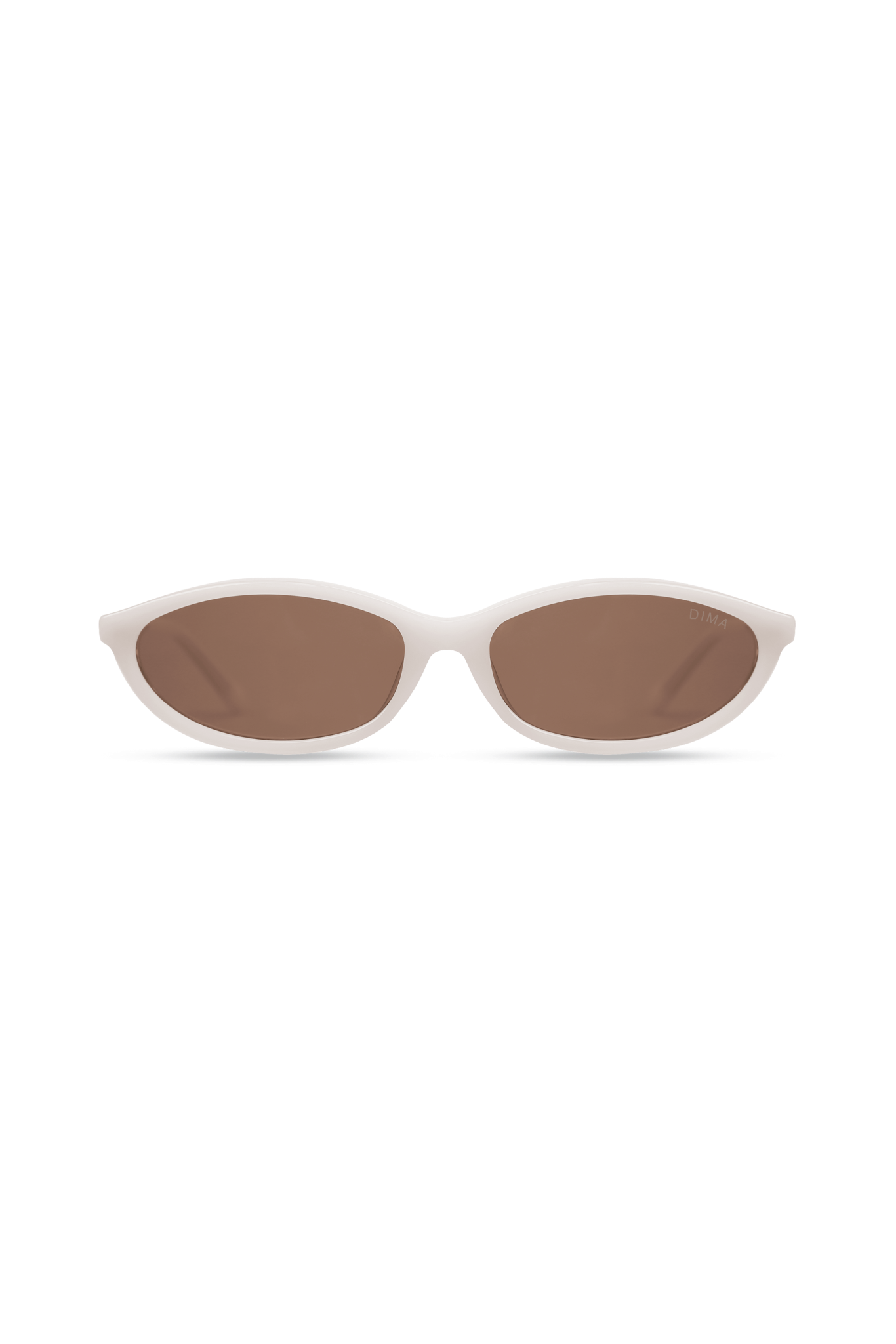 Dina White Frame Oval Small Sunglasses - Brown Lens | DIMA Eyewear